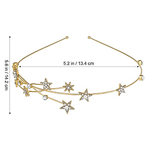 Beaupretty Star Headband for Women, Rhinestones Star Halo Crown Goddess Headband Wedding Crown Pearl Headband Bridal Headband Fashion Headpiece for Bride Bridesmaid
