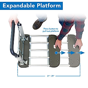 Mount-It! Foldable Push Cart, Utility Dolly Platform Cart, Adjustable Length, Folding Hand Truck, Portable Dolly for Moving Boxes, Appliances, Furniture, 330 lbs Capacity