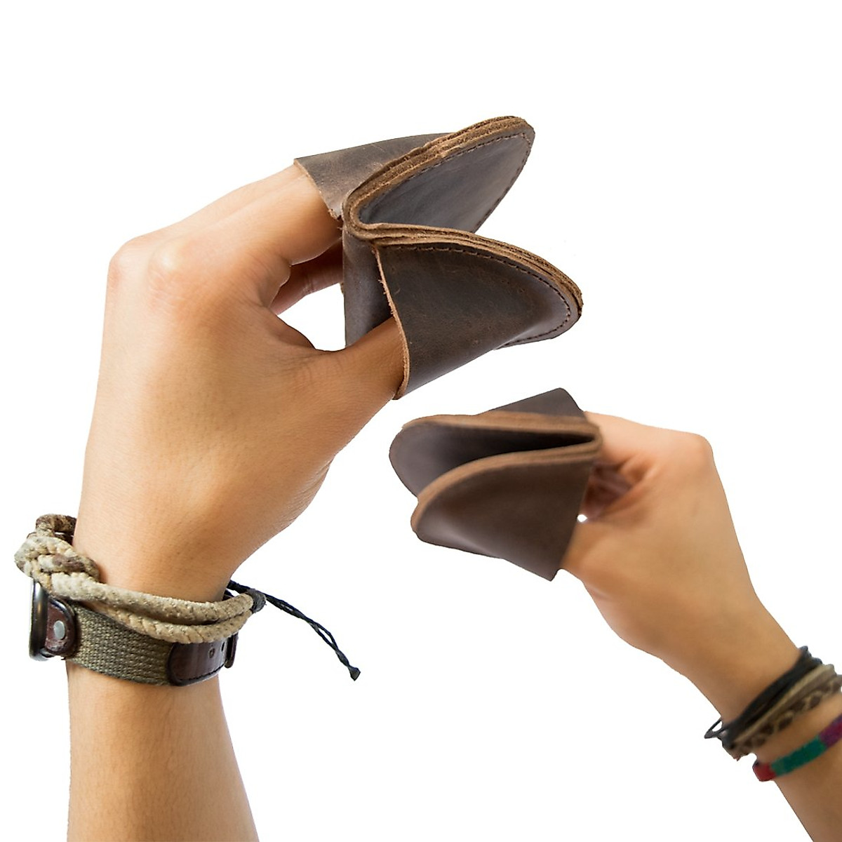 Hide & Drink, Leather Pot Holder Mini Oven Mitt Oven Cooking Pinch Grips (2-Pack) Handmade (Bourbon Brown)