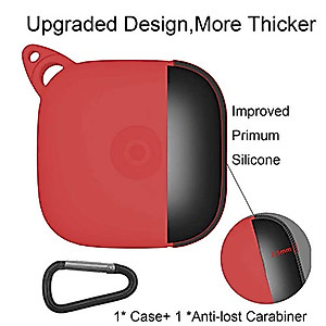 Anti Lost Carrying Protective Silicone Replacement Case for Beats Powerbeats Pro 2019 Full Body Protection Shockproof Powerbeats Charging Case Skin and Cover with Carabiner Red