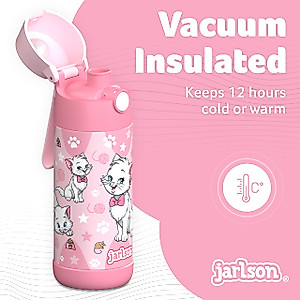 JARLSON® kids water bottle - MALI - insulated stainless steel water bottle with chug lid - thermos - girls/boys (Cat 'Star', 12 oz)