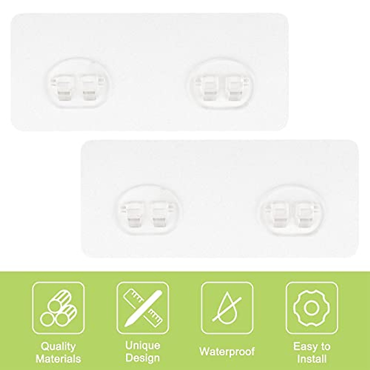 UFURMATE Adhesive Sticker Hooks, 10Pcs Transparent Shower Caddy Adhesive Hooks Bathroom Corner Shelf Holders No Drilling Shower Caddy Basket Supports for Bathroom Kitchen (Double Hook)