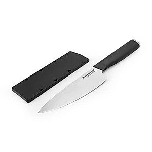 KitchenAid Classic Chef Knife with Custom-Fit Blade Cover, 6-inch, Sharp Kitchen Knife, High-Carbon Japanese Stainless Steel Blade, Black