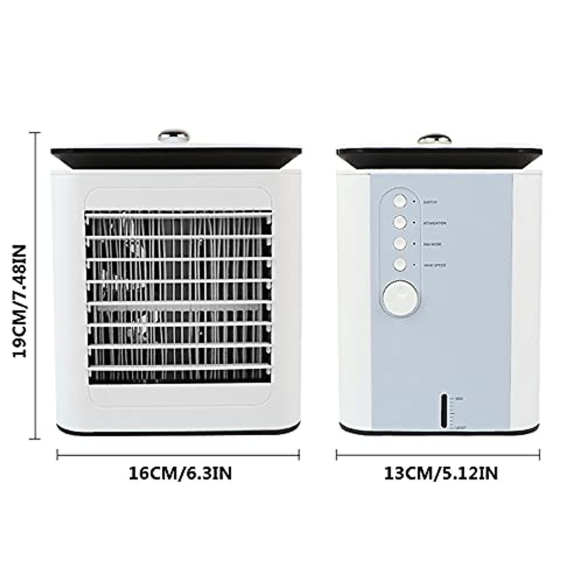 Evaporative Mini Air Conditioner, Personal Air Cooler, Cooling Fans, Mini Air Conditioner with 4 Wind Speeds, Built-In High-capacity Rechargeable Battery, For Home Room Camping Car Office #B