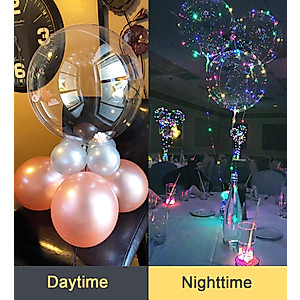 LED Balloons 10 Pack, Light Up Balloons 20 Inches Clear Helium Bobo Balloons, Glow Bubble Balloons with String Lights for Valentines Day Halloween Christmas Wedding Birthday Party Decoration