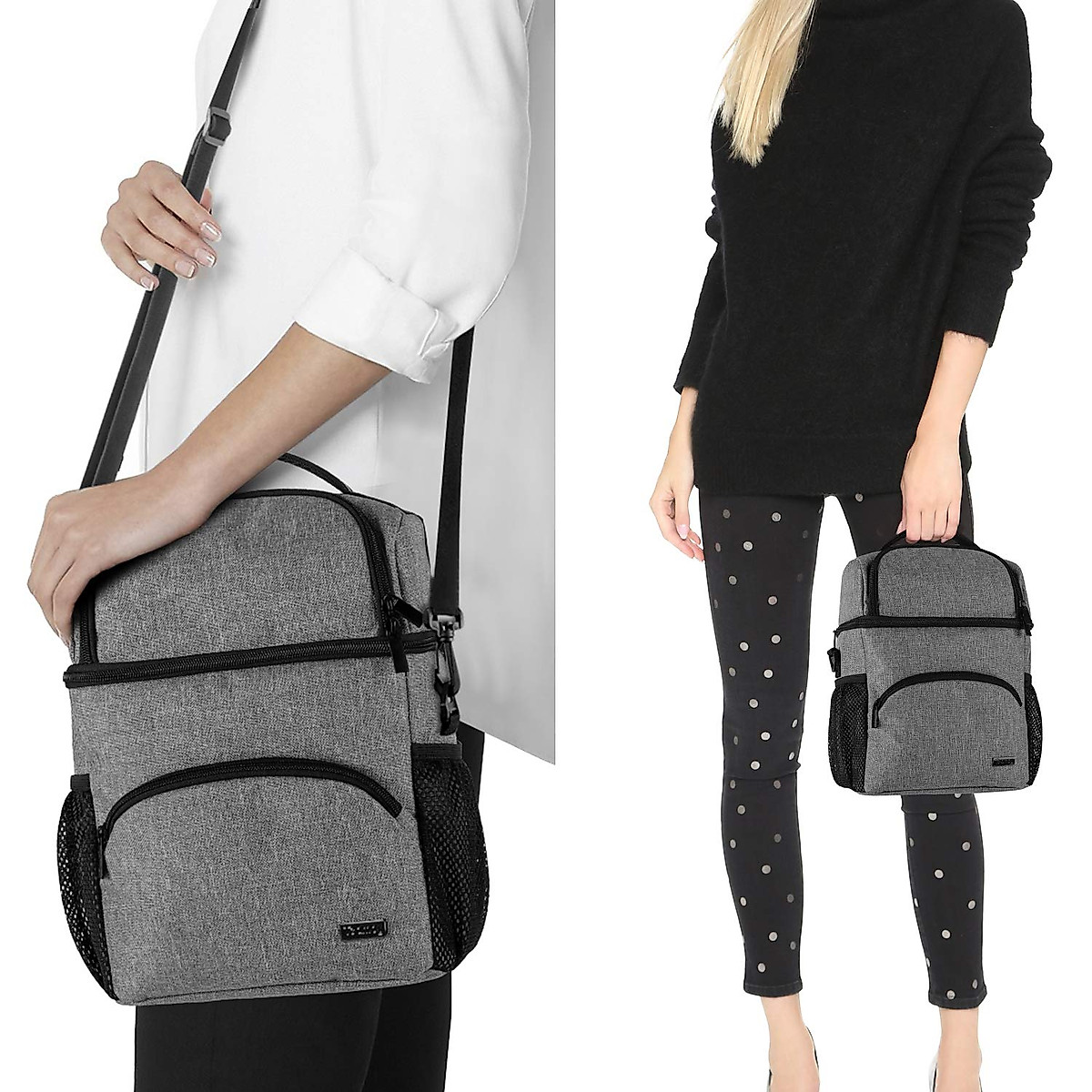 Teamoy Double Layer Breastmilk Cooler Bag with Ice Pack, Travel Baby Bottle Cooler Bag Tote Up to 6 Large 9 Ounce Bottles, Gray