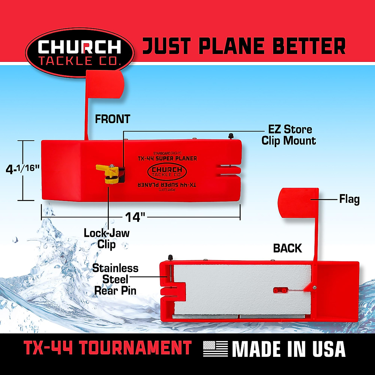 TX-44 Tournament Planer Board by Church Tackle Co