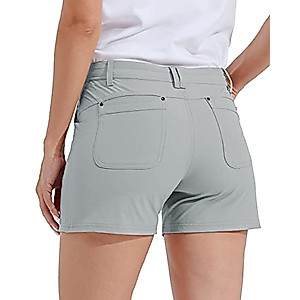 Willit Women's Golf Hiking Shorts Quick Dry Athletic Casual Summer Shorts with Pockets Water Resistant 4.5" Gray 8