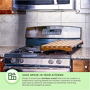 Prosumer's Choice Premium Bamboo Large Cutting Boards | Stovetop Cover with Juice Grooves For Kitchen | Large Wooden Butcher Block for Turkey, Meat, Vegetables, BBQ with Adjustable Legs, 11 X 21.25