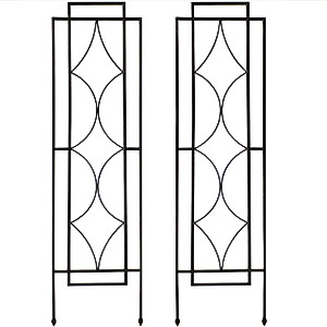 Sunnydaze 2-Piece Chic Diamonds Design Garden Trellis for Climbing Plants Set - Metal Decorative Outdoor Plant and Flower Trellis - 48-Inch Tall Each - Black
