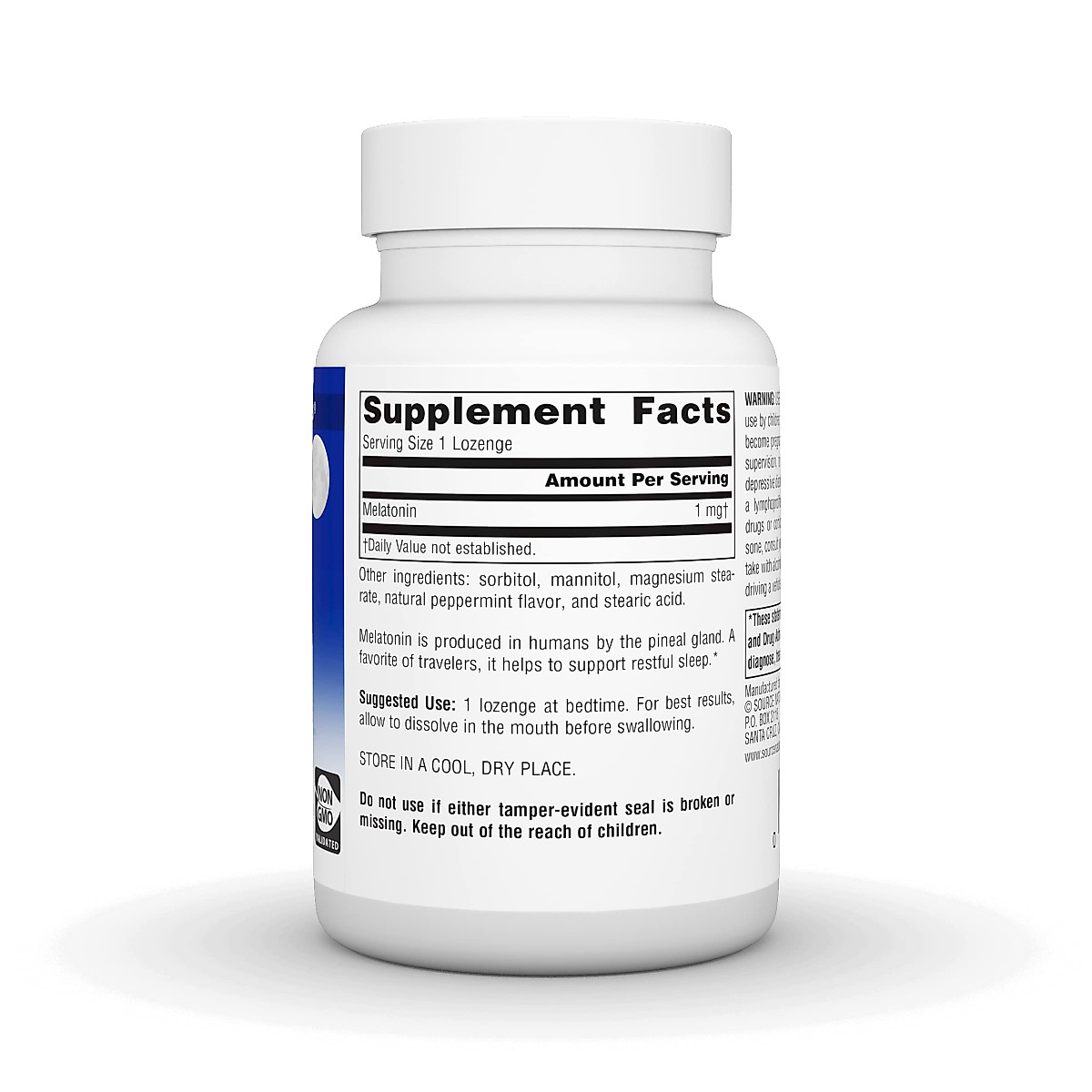 Source Naturals Melatonin, Helps Promote Sleep*, 1 mg - 200 Peppermint Flavored Lozenges