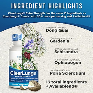 RidgeCrest Herbals ClearLungs Extra Strength, Daily Health Supplement, Natural Lung and Nasal Wellness Formula for Bronchial, Respiratory, Immune, Sinus, and Mucus Support (60 Vegan Caps, 30 Serv)