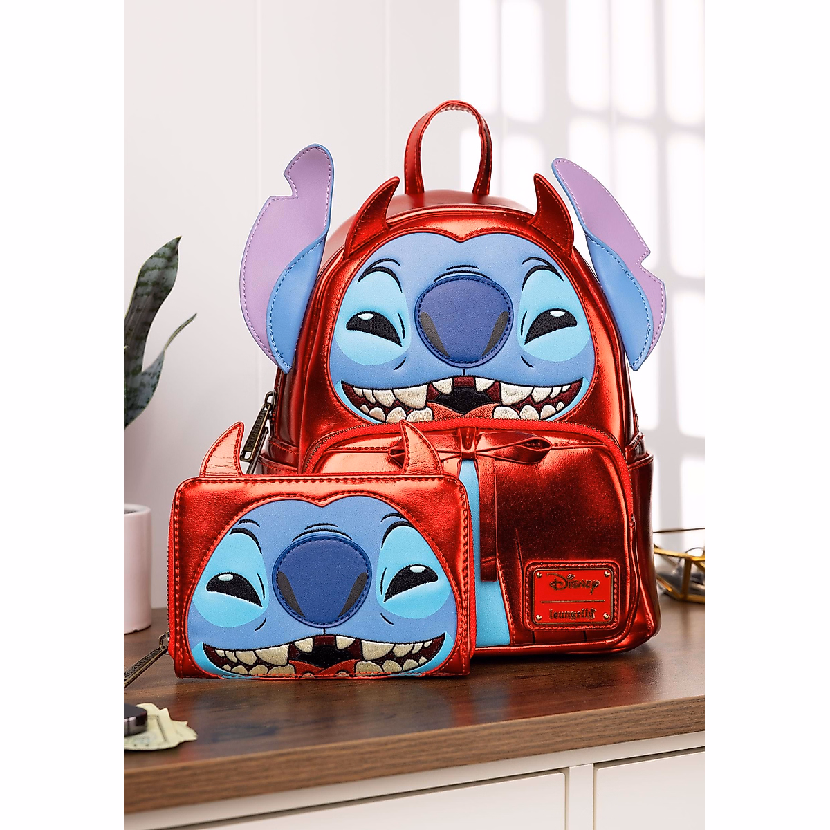 Loungefly Disney Stitch Devil Double Strap Mini Backpack