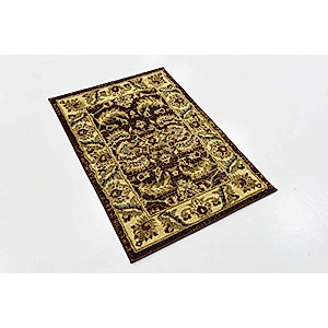 Unique Loom Voyage Collection Traditional Oriental Classic Intricate Floral Design Area Rug (2' 2 x 3' 0 Rectangular, Brown/Gold)
