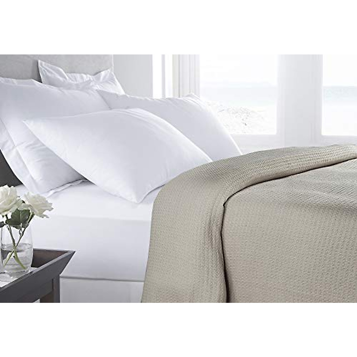 DOLLCENT 100% Soft Premium Combed Cotton Thermal Blanket– Queen Blanket– Soft Cozy Warm Cotton Blanket– Bed Throw Blanket– Queen Bed Blankets– All Season Cotton Blankets– Sand Queen Cotton Blankets