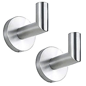 SWHYGER 2 Pack Stainless Steel Towel Hook Bathroom Heavy Duty Coat Hook Wall Mount Clothes Hook Hotel Style Robe Hook,Brushed Steel, 96018-8BS.