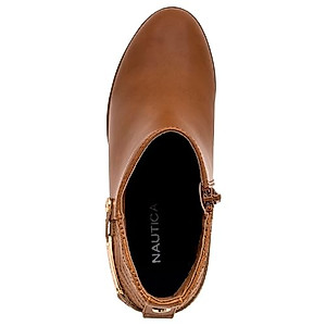 Nautica Kids Girls Ankle Bootie With Side Buckle and Zipper, Dress Boot -For Youth -Anper-Tan -13