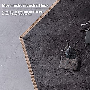 Betoko Industrial Wooden Coffee Table with Storage Drawers Rustic Farmhouse Center Coffee Table for Living Room Office with Cement Pattern Hexagonal Table Top for Small Spaces