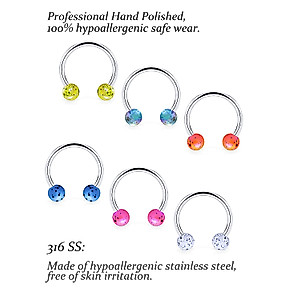 Vsnnsns 16G Surgical Steel Horseshoe Nose Septum Rings Piercing Jewelry Cartilage Helix Tragus Earring Studs Hoop Lip Horseshoe Ring Piercing Jewelry Retainer for Women Men 8mm 52pcs