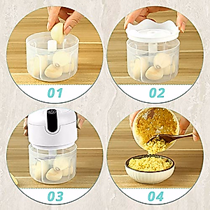 KUFUNG Electric Mini Garlic Chopper 250ML,Wireless Portable Mini Food Chopper with USB Charging,Onion Chopper Electric Mini Chopper for Garlic/Onions/Vegetables/Salad/Pepper (White)