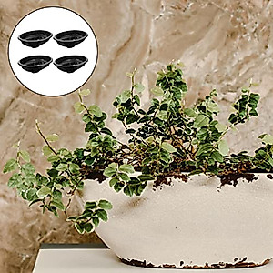 Yardwe Office Decor 4pcs Plastic Planter Oval Bonsai Training Pots with Drainage Hole Deep Flower Container Succulent Growing Pots for Garden Home Balcony Nursery Decor Black Outdoor Decor