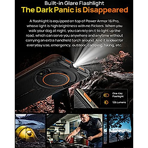 Ulefone Power Armor 16 Pro Rugged Smartphone, 9600mAh Battery, 122dB loudest Speaker, Android 12 4GB+64GB Rugged Phone, 16MP Rear Camera, Built-in Glare Flashlight, 5.93" HD+ Screen, Dual SIM 4G-Black