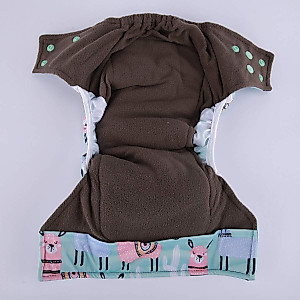 Sigzagor 3 AIll in One Cloth Diapers Nappies for Night AIO Sewn in Insert Reusable Washable (Lamas Pack)