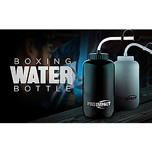 Pro Impact Boxing Water Bottle - Squeezable Plastic w/Long Straw - Ideal for Gym Yoga Sports Boxing Lacrosse Football Hockey Cycling & Outdoor (35.5 Oz.) (White)