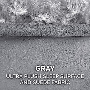 Furhaven Memory Foam Dog Bed for Medium/Small Dogs w/ Removable Washable Cover, For Dogs Up to 23 lbs - Ultra Plush Faux Fur & Suede Luxe Lounger Contour Mattress - Gray, Medium