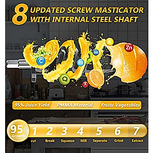 Juicer Machines, Fezen Slow Masticating Juicer Extractor, Cold Press Juicer with Two Speed Modes, Quiet Motor/Reverse Function, Higher Juice Yield Slow Juicer for Vegetables & Fruits, Easy to Clean