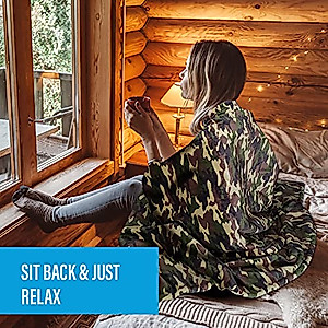 Electric Heated Throw Blanket Fleece with Controller, 50" x 60" , 4 Hours Auto Shut-Off, Fast Warming, Full-Body Comfort, Luxuriously Soft, Machine Washable (Camo)