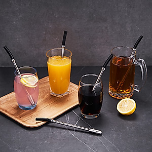 Reusable Straws Stainless Steel Straws Coffee Straw Filter Function Straw 7.6" Drinking Straw with Traveling Bags Easy to Carry & Clean for Tea, Coffee, Cocktails, Juice