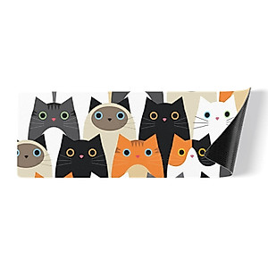 Cute Cat Funny Kitchen Mat and Rug, Floor Mat Anti-Slip Rugs for Kitchen, Floor Home, Office, Sink, Laundry