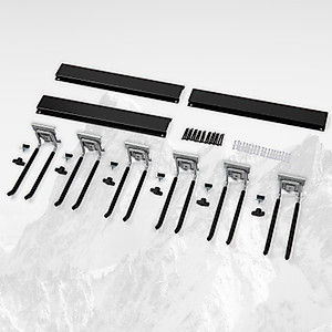 Aking Ace Clamping Garden Tool organizer, Garage Organization Wall Mount Tool Holder, Heavy Duty Garage Storage Tool Rack, Shovel Hangers Yard Tool Hook, Hold Up to 420lbs (48Inch Black)