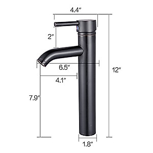 Yodel Modern Tall Oil Rubbed Bronze Single Handle Single Hole Vanity Bathroom Vessel Sink Faucet for 1 Hole Installation