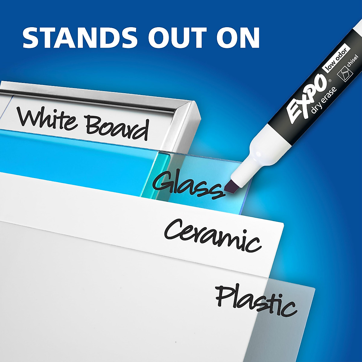 EXPO Low Odor Dry Erase Marker Starter Set, Chisel Tip, Assorted, Whiteboard Eraser, Cleaning Spray, 6 Count