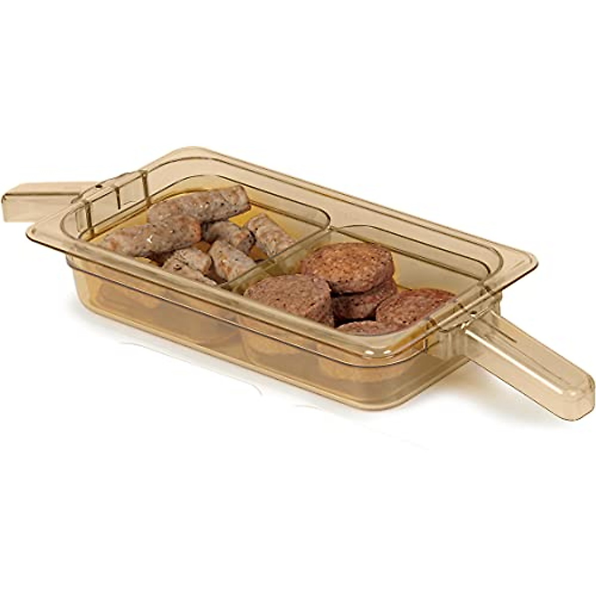 Carlisle FoodService Products 30860HH13 StorPlus High Heat Food Pan With 2 Handles, 2.5" Deep, Third Size, Amber, 1/3 Size (Pack of 6)