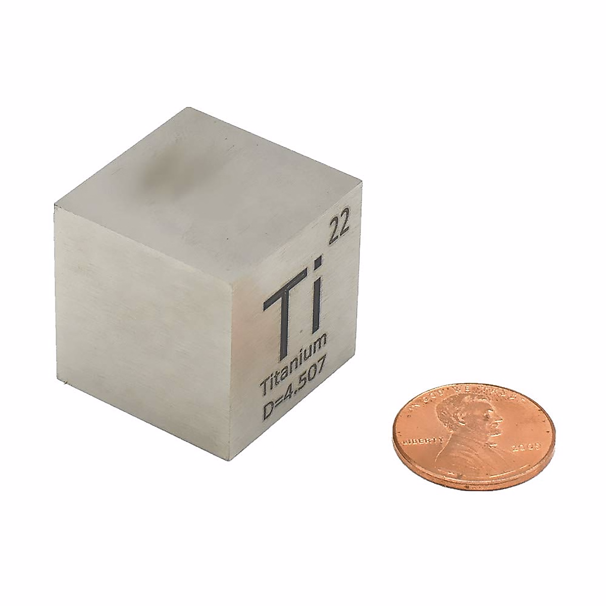 Titanium Cube Ti 995 Element Cube Pure 25.4mm Density Cube for Element Collection Periodic Table Hunter, and More (1", Titanium)