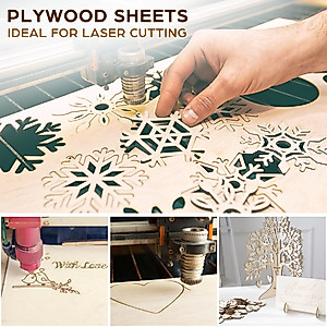 LotFancy Basswood Sheets, 12 Pack, 12 x 12 x 1/16 Inch, Plywood Sheets with Smooth Surfaces, 1.5mm Craft Wood Board for Laser Cutting, DIY Architectural Models, Wood Burning and Staining