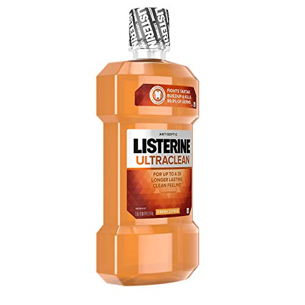 Listerine Ultraclean Oral Care Antiseptic Mouthwash with Everfresh Technology to Help Fight Bad Breath, Gingivitis, Plaque and Tartar, Fresh Citrus, 1.5 l