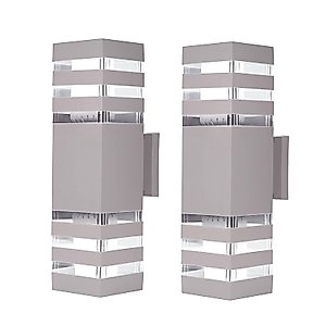 AOZBZ Modern Outdoor Wall Light, Waterproof Wall Mount Light Fixtures, Up Down Dual Head Lighting Source, Porch lights for Courtyard Garden Corridor (2 pack)