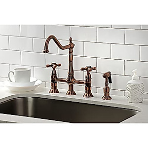 Kingston Brass KS127AXBSAC Heritage Bridge Kitchen Faucet, Antique Copper, 11.19 x 8.56 x 13.13