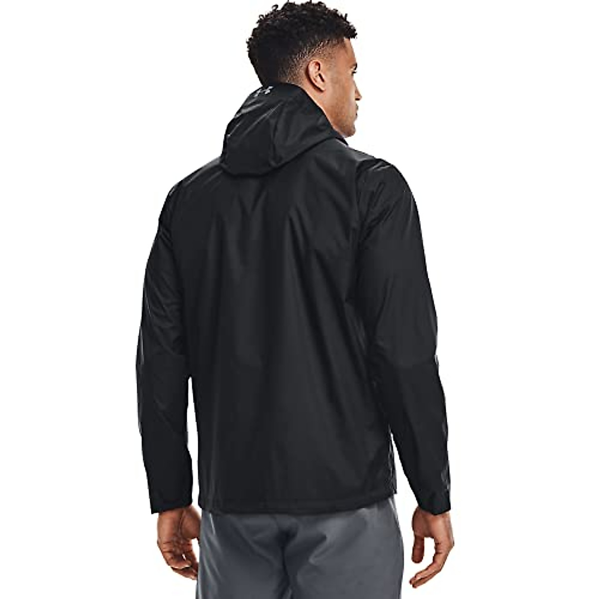 Under Armour mens Forefront Rain Jacket , Black (001)/Steel , Large