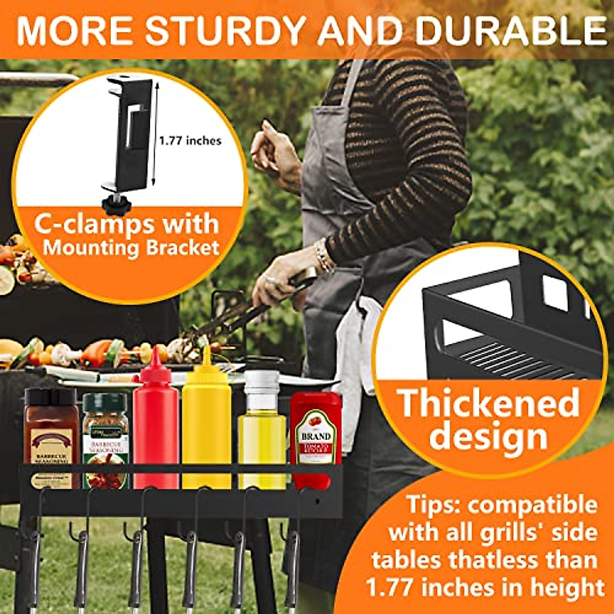 Black Griddle Caddy BBQ Caddy Designed for Blackstone Griddle Space-saving Grill Accessories Tool Free Holder Griddle Accessories for Outdoor Grill Metal