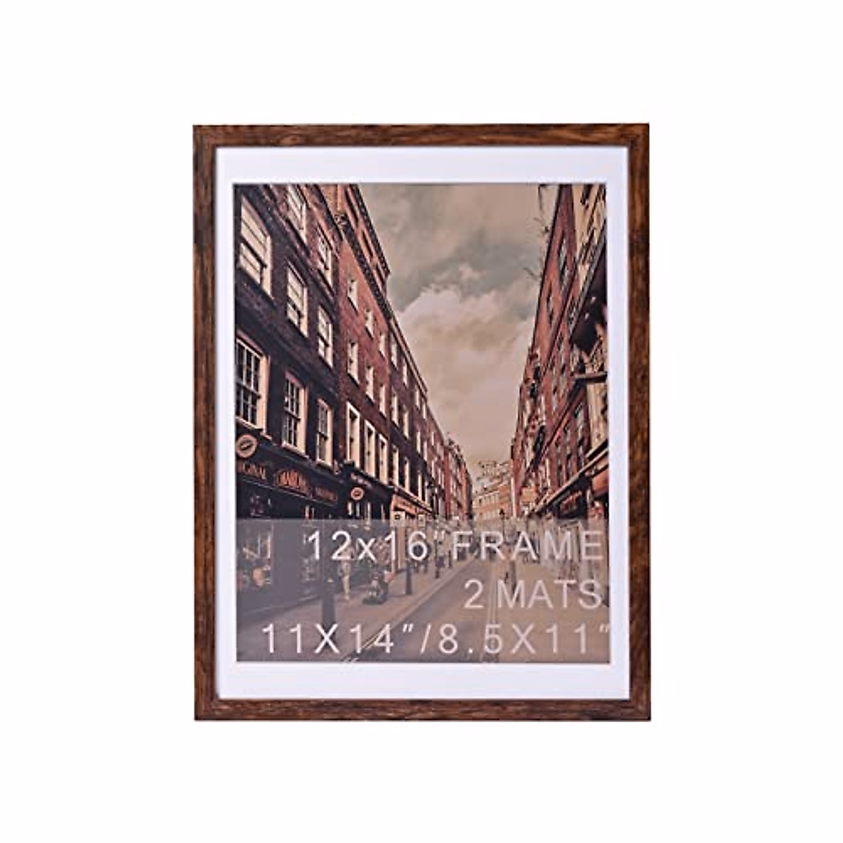 MONT PLEASANT 12x16 Picture Frame 2 Pack,Farmhouse Decor, Distressed Display Pictures 11x14 or 8x10 Diplomas with Mat, Wooden Distressed Photo Frames For Wall Mounting Family Lover Gift (Brown)