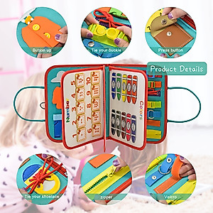 Busy Board Montessori Toy for 1-4 Year-Old Toddlers Sensory Activity- Airplane Travel Essentials Kids Ages 1-3 Road Trip Games Quiet Book Birthday Gifts Learning Toy 18 Months Baby Educational