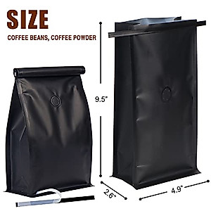 DMpackDM Reusable Tin Tie Coffee Bags with Valve ,(8oz -10oz,50pcs)Empty Black Aluminum foil Coffee Bags with Valve Flat Bottom Standing Coffee Storage Pouch, Reusable Bags for Home or Business
