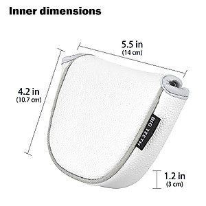 BIG TEETH Golf Head Covers Mid Mallet Putter Cover Fit for Odessey Backstryke Center Shaft Putter (White)
