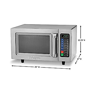 Waring Commercial WMO90 Medium Duty Microwave Oven, 0.9 Cubic Feet, 10 Programmable Memory Settings, 5 Power Levels, Stainless Steel Construction, 120V, 1000W, 5-15 Phase Plug