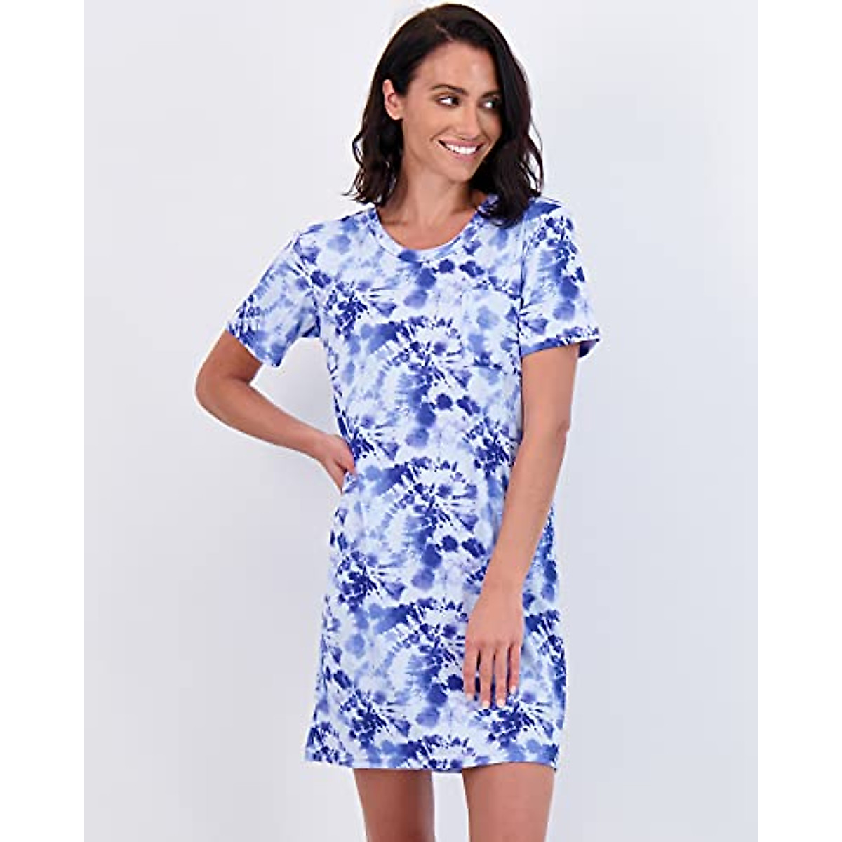 Real Essentials Womens Short Sleeve Nightgown Nightshirts Bamboo Nightgowns Night Shirts Gowns Women Nightdress Sleep Shirt Adult House Dress Sleepwear Pajama PJs Moo Moos, Set 2, Medium, Pack of 3